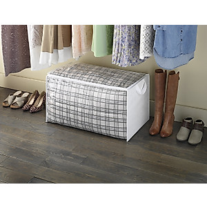 Whitmor Zippered Jumbo Storage Bag, 29"L x 17.5"W x 15.5"H, White / Clear