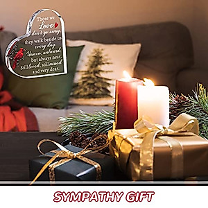 Memorial Gifts for Loss of Father Mother Sympathy Gifts Red Cardinal Memorial Bereavement Acrylic Heart Condolence Gifts in Memory of Loss of Loved One for Table Centerpieces Remembrance (4 x 4 Inch)