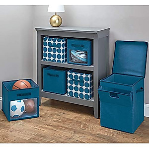 iDesign Emmy Fabric Storage Cube Bin, Small Basket Container with Dual Side Handles for Closet, Bedroom, Toys, Nursery - Blue