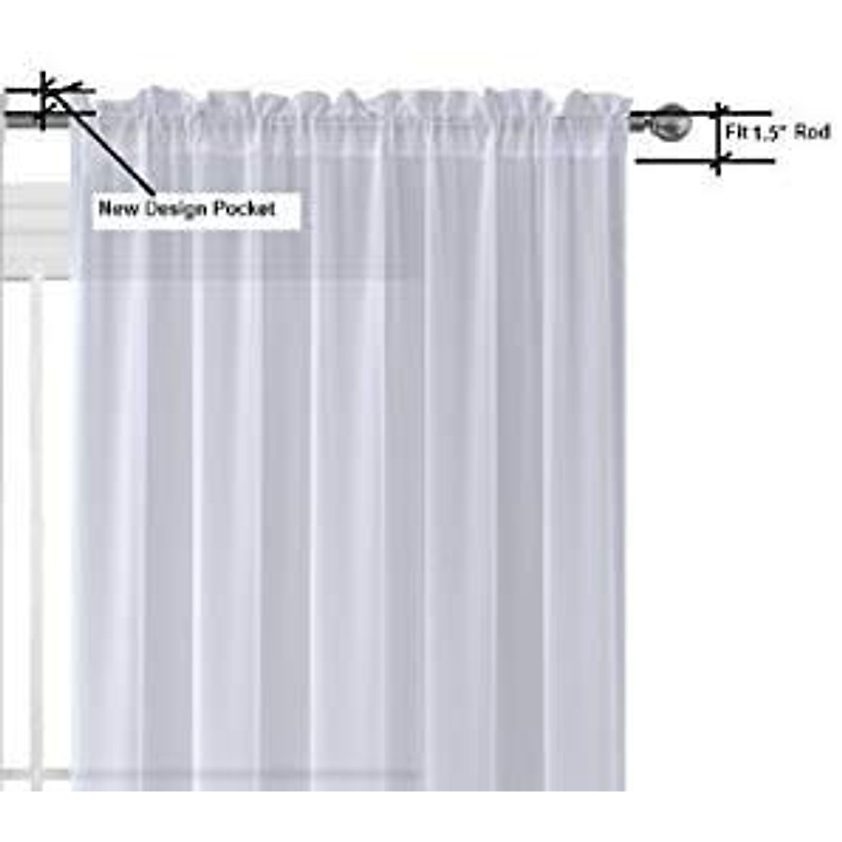 WPM Peach Color Window Sheer Treatment Panels Beautiful Rod Pocket Voile Elegance Curtains Drapes for Living Room, Bedroom, Kitchen Fully Stitched, Set of 2 (Blush Pink, 84" Inch Long)