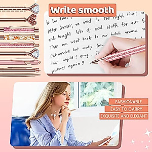 Airevesket 9 PCS Rose Gold Ballpoint Pen Set, Rose Gold Desk Accessories, Crystal Diamond Pen Black Ink Rose Gold Pens, Metal Ballpoint Pens for Office Gifts Wedding Gifts Party Supplies(Rose Gold)
