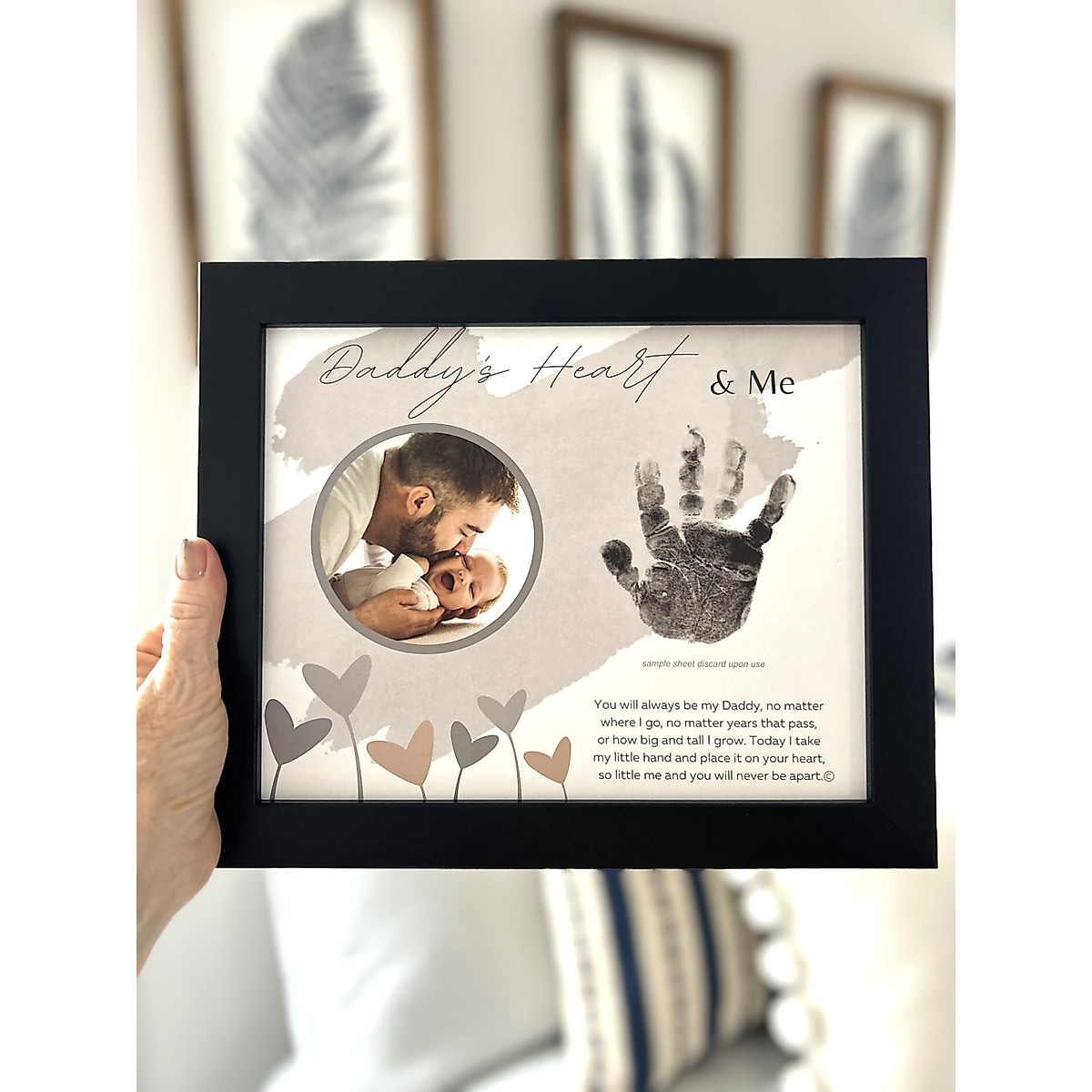 Baby Child Keepsake Handprint Frame for Daddy with Poetry - Loving Gift for Dad for Christmas, Father's Day, Birthday- Made in USA