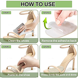 Metatarsal Pads for Women,Anti Sliding Foot Pads for Open Toe Shoe,Forefoot Pads for Women,Ball of Foot Cushions,Reduce Foot Pain,Reusable Heel Pads Inserts for Too Big Shoe,3-Pair(Beige+Black+Clear)