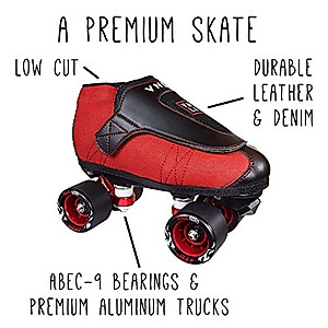 VNLA Junior Code Red Jam Skates for Men and Women - Indoor Unisex Roller Skates for Tricks and Jam Skating- Red/Black (Men 10 / Women 11)
