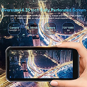 Rugged Smartphone (2022) Dual SIM 4G 6.35" HD Screen Rugged Phones Back Side Fingerprint Unlock 8+128Memory IP68Waterproof Drop-Proof Phone 8MP+21MP Camera Support NFC 6100mAh Super Long Battery Life