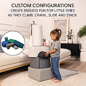 Factory Direct Partners 12364-NVPB SoftScape Playtime and Climb Multipurpose Soft Foam Playset (6-Piece) - Navy/Powder Blue