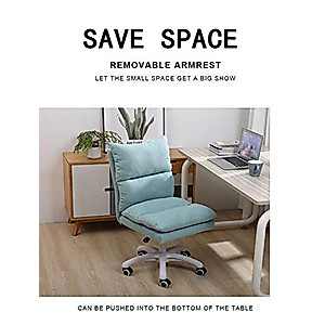 SYCARPET Armless Swivel Desk Chair, Removable Upholstered Ergonomic Computer Chair with Mute Caster, Adjustable Height