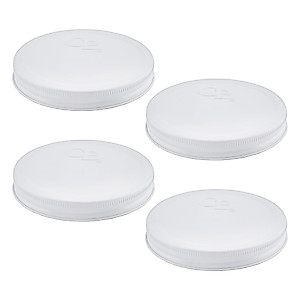 Cornucopia 110mm Replacement Metal Lids (4-Pack, White); Fits 110-400 Neck Large Wide Mouth Glass and Plastic Jars