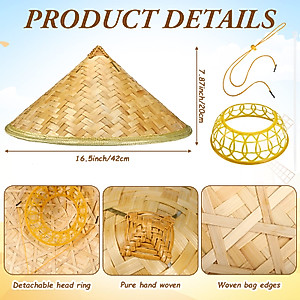 6 Pcs Bamboo Hat Retro Traditional Chinese Style Sun Hat Handmade Asian Straw Hat Bamboo Fishing Sunshade Hat for Women and Men