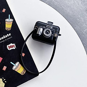 Yatchen Camera AirPods Case Cover,Apply to AirPods Pro Case with Wristband 3D Cartoon Cool Fun AirPods Pro Case Soft Silicone Skin Shock-Absorbing Protective Cover for Women Girls