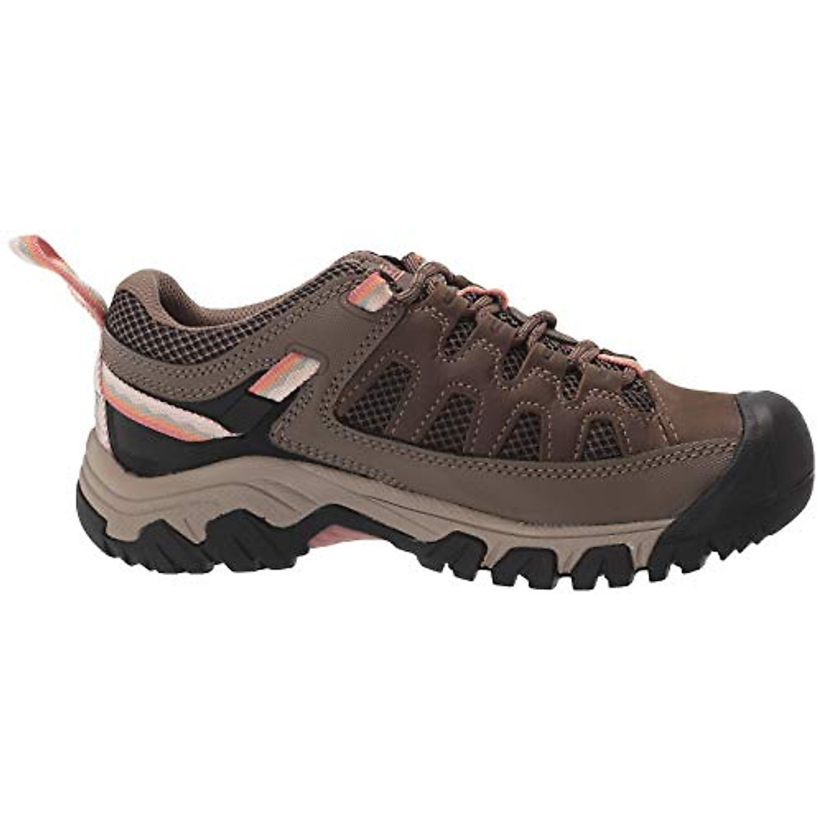 KEEN Women's Targhee Vent Low Height Breathable Hiking Shoes, Stone Gray/Brick DuST, 10.5