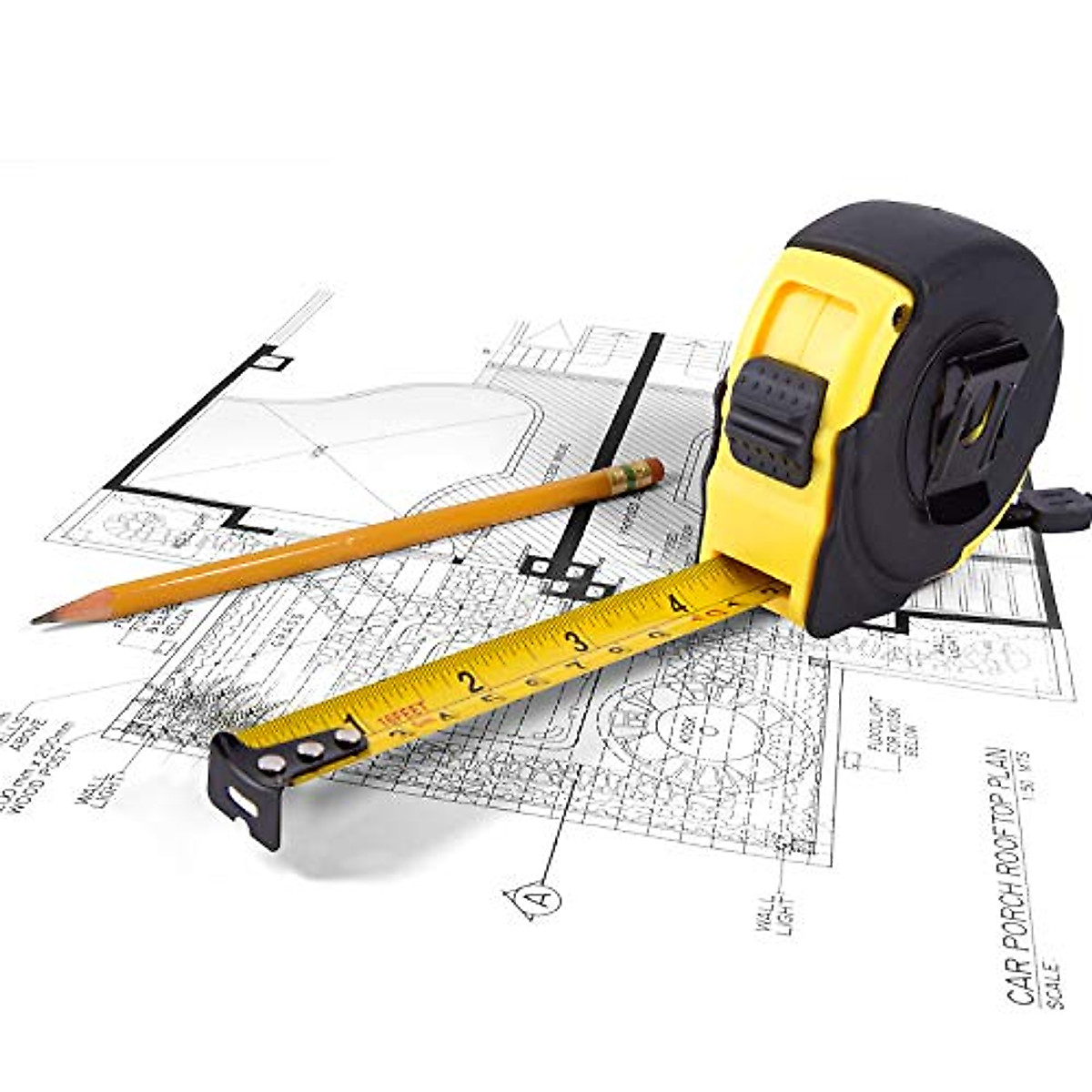 16Ft/5m Measuring Tape, Retractable Metric and Inches Steel Blade Tape Measures, Standard Reverse Measuring Tape, Self-Lock