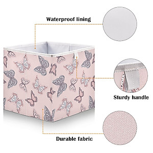 Cube Storage Bin Beautiful Butterflies Foldable Storage Basket Toy Storage Box for Home Organizing Shelf Closet Bins, 11 x 11 x 11-Inch