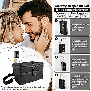 MUOUM Discreet Lockable Adult Storage Toy Bag And 2pcs L Size (8.6 * 11.8inch) Microfiber Drawstring Bag Box Organizer Container