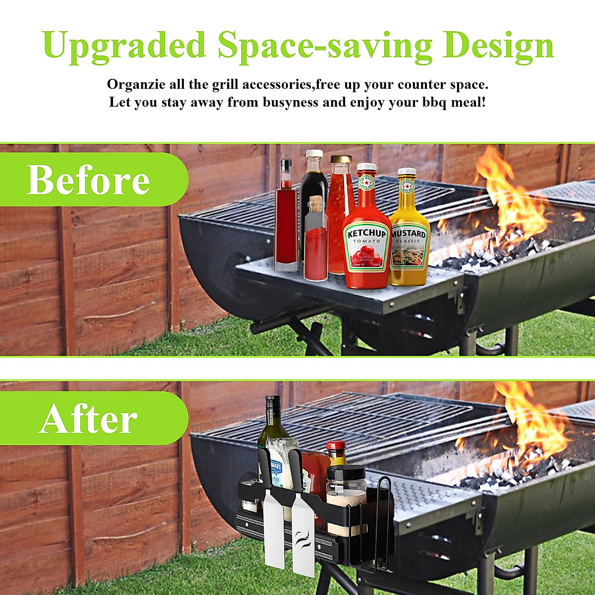 Griddle Caddy for Blackstone 28"/36", Upgraded Magnetic steel Grill Caddy Organizer for BBQ, Griddles Caddy Storage Box Space Saving Accessories No Drilling Needed