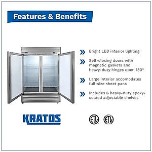 Kratos Refrigeration 69K-773 Commercial 2 Door Reach-in Refrigerator, 49 Cu. Ft., 54" wide