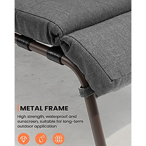 Pellebant Patio Chaise Lounge Chair with Cushion, Adjustable Lounge Chair with 5 Positions, Outdoor Recliners All Weather for Pool, Beach and Yard, 2 Pcs,Dark Grey