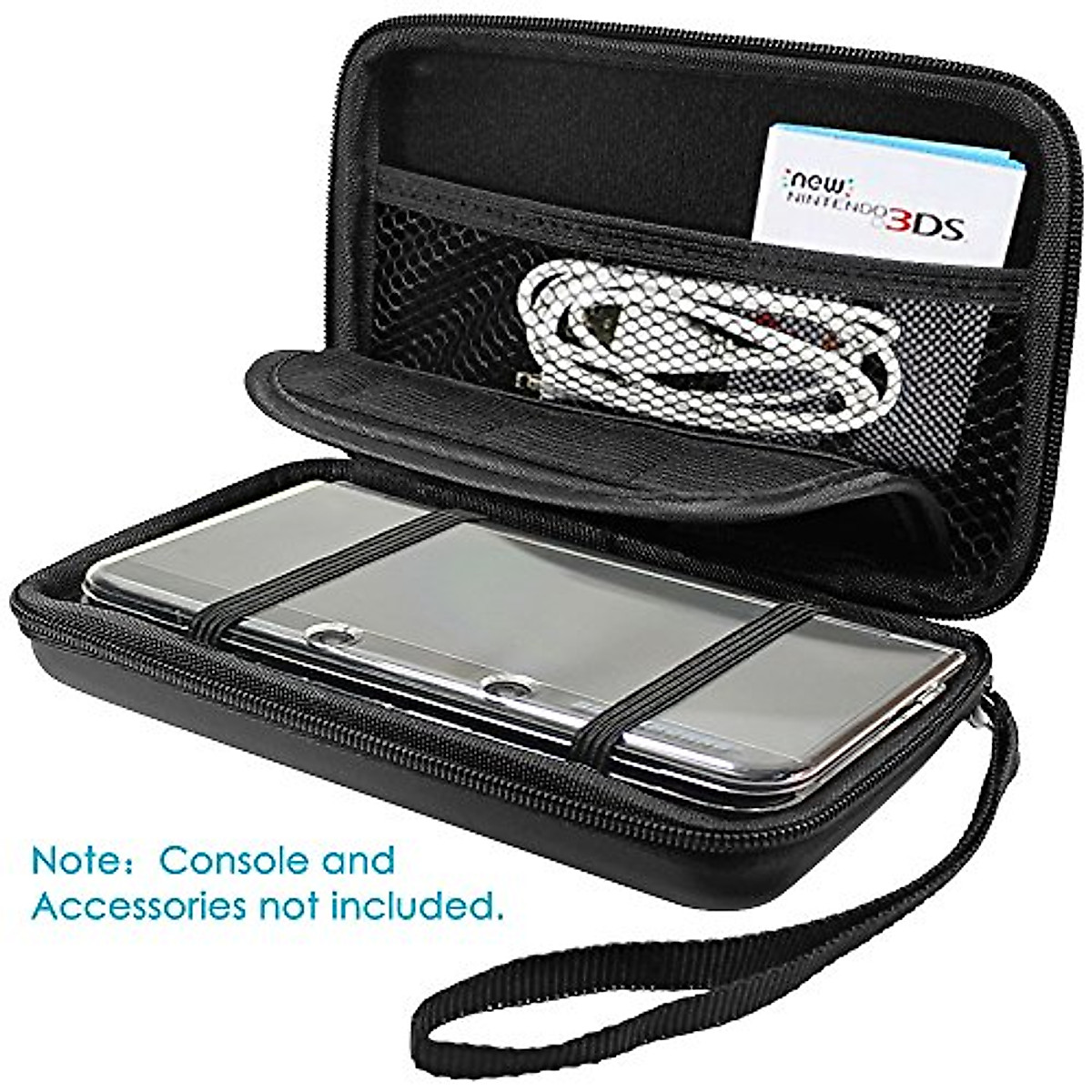 Protective Case Compatible New 3DS XL & Screen Protectors, AFUNTA 2 Pcs Tempered Glass for Top Screen & HD Clear PET Film for Bottom Screen, 1 Carrying EVA Case for Console