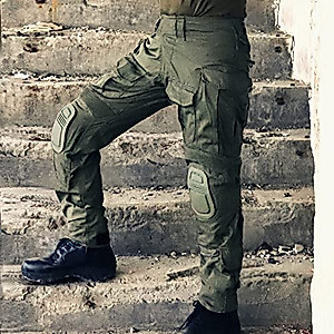 DRAGON EDGE Men G3 Combat Pants Tactical Pants with Knee Pads Military Paintball Airsoft Water Proof Rip-Stop Trousers (Army Green, S)