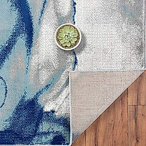 LUXE WEAVERS Victoria Collection 9163 Blue Modern Abstract Watercolor Stain Resistant Area Rug 5x7