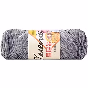 Gray Solid Color Hand Woven Thick Crochet Thread Chenille Velvet Yarn Soft Wrapping for Craft Scarves Sports Blankets 100g