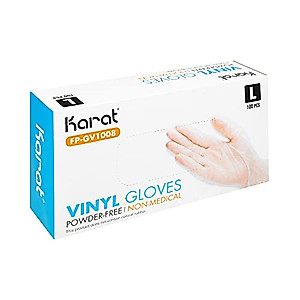 Karat FP-GV1008 Vinyl Powder-Free Gloves (Clear) - Large(Case of 1000)