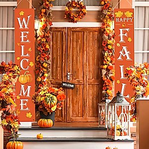 Welcome Fall Decor Porch Banner - Fall Outdoor Decorations for Home - Autumn Decorations Porch Sign Large Hanging Flags Door Banners for Yard Garden