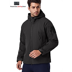 ReFire Gear Men's Army Special Ops Military Tactical Jacket Softshell Fleece Hooded Outdoor Coat, Black, US Large which is equal to Asian XL