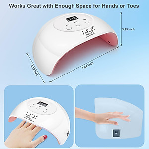 LKE UV LED Nail Lamp UV Light for Gel Nails 72W Nail Dryer Professional UV Nail Light Gel Nail Polish Fast Curing Lamp 3 Timer Auto Sensor Salon Home Manicure Tools