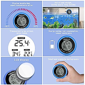 POPETPOP LCD Digital Aquarium Thermometer High Precision Digital Fish Tank Thermometer for Aquarium/Pond/Reptile Turtles Habitats (Blue)