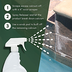 OCEANCARE Products - Calcium Releaser - Quart Trigger Spray, 32 FL OZ - Pool Tile Cleaner Calcium Remover, Safe on Glass, Porcelain, and Ceramic Surfaces - Calcium Cleaner - Tile and Grout Cleaner