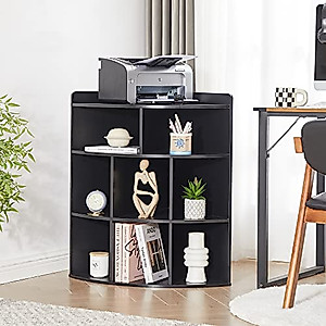 VECELO 3-Tier Corner Cabinet with 8 Cubbies, Wooden Cube Storage Organizer, Modern Bookshelf Units for Playroom, Bedroom, Living Room, Black