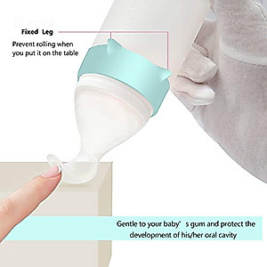 Burabi Silicone Squeeze Feeding Spoon, Baby Food Dispensing Spoon With Dust Cover, BPA Free