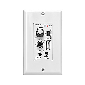 Pyle 6.5” 4 Bluetooth Flush Mount in-Wall in-Ceiling 2-Way Speaker System & Wireless BT Receiver Wall Mount - 100W in-Wall Audio Control Receiver w/Built-in Amplifier, USB/Microphone (3.5mm) Inputs