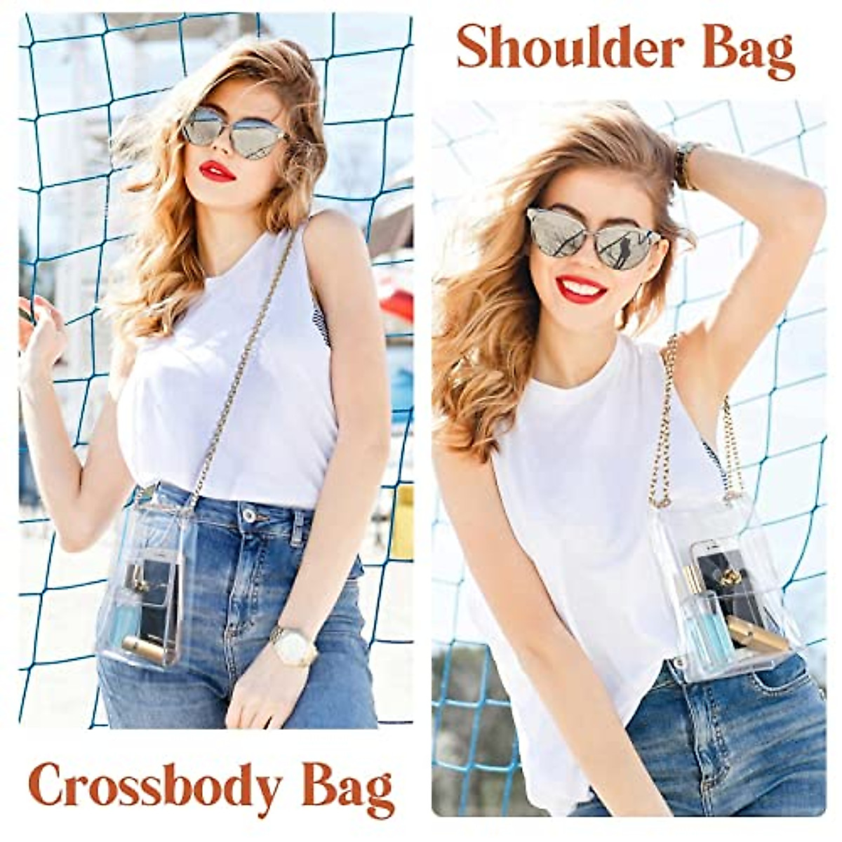 Lorbro Clear Crossbody Bag Stadium Approved, Clear Cell Phone Purse for Women, Transparent Small Shoulder Bag with Adjustable Straps for Concerts, Sporting Event