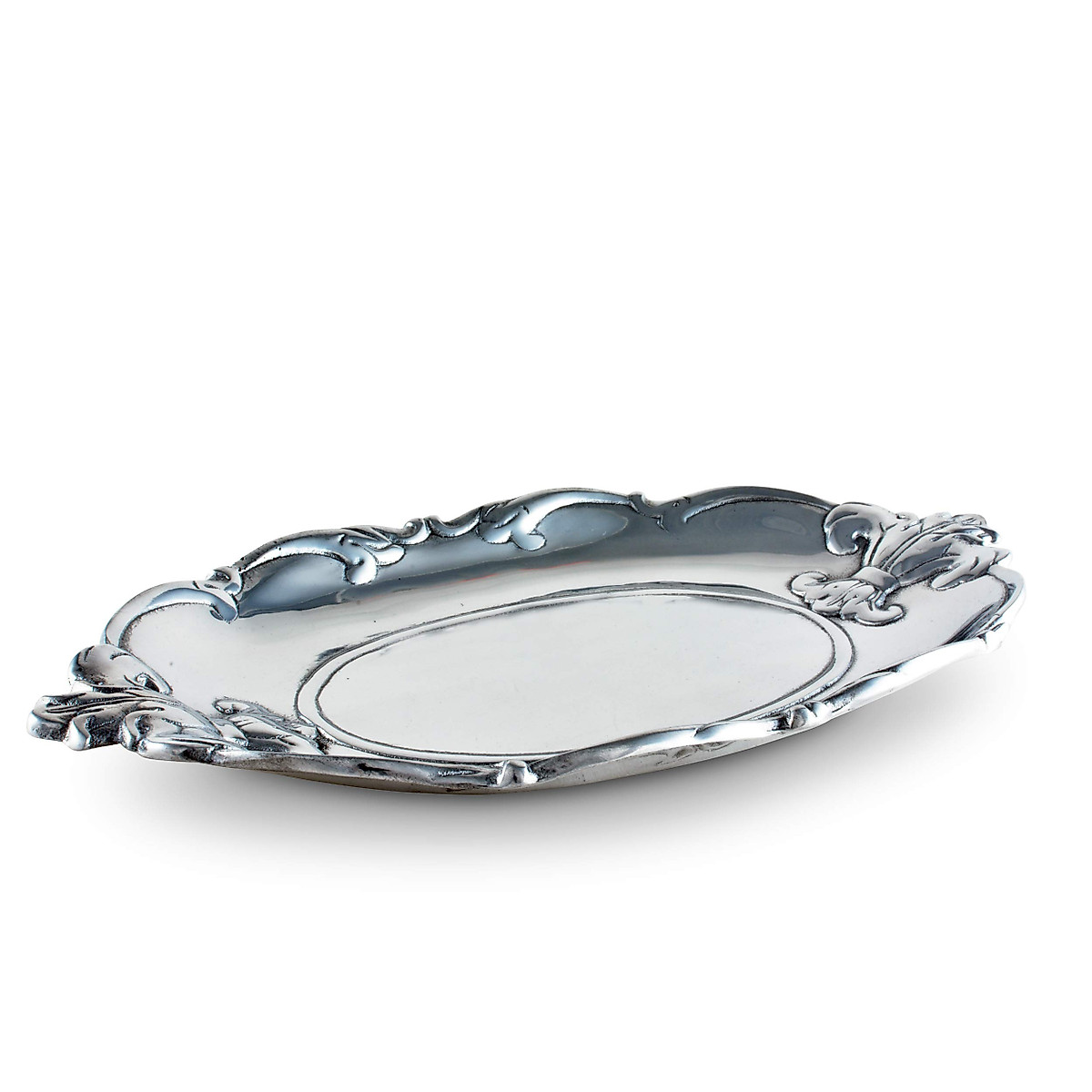 Arthur Court Aluminum Fleur-De-Lis Oval Tray, 13 x 8 inch - Elegant Emblem Design, Versatile for Any Occasion, Freezer & Oven Safe