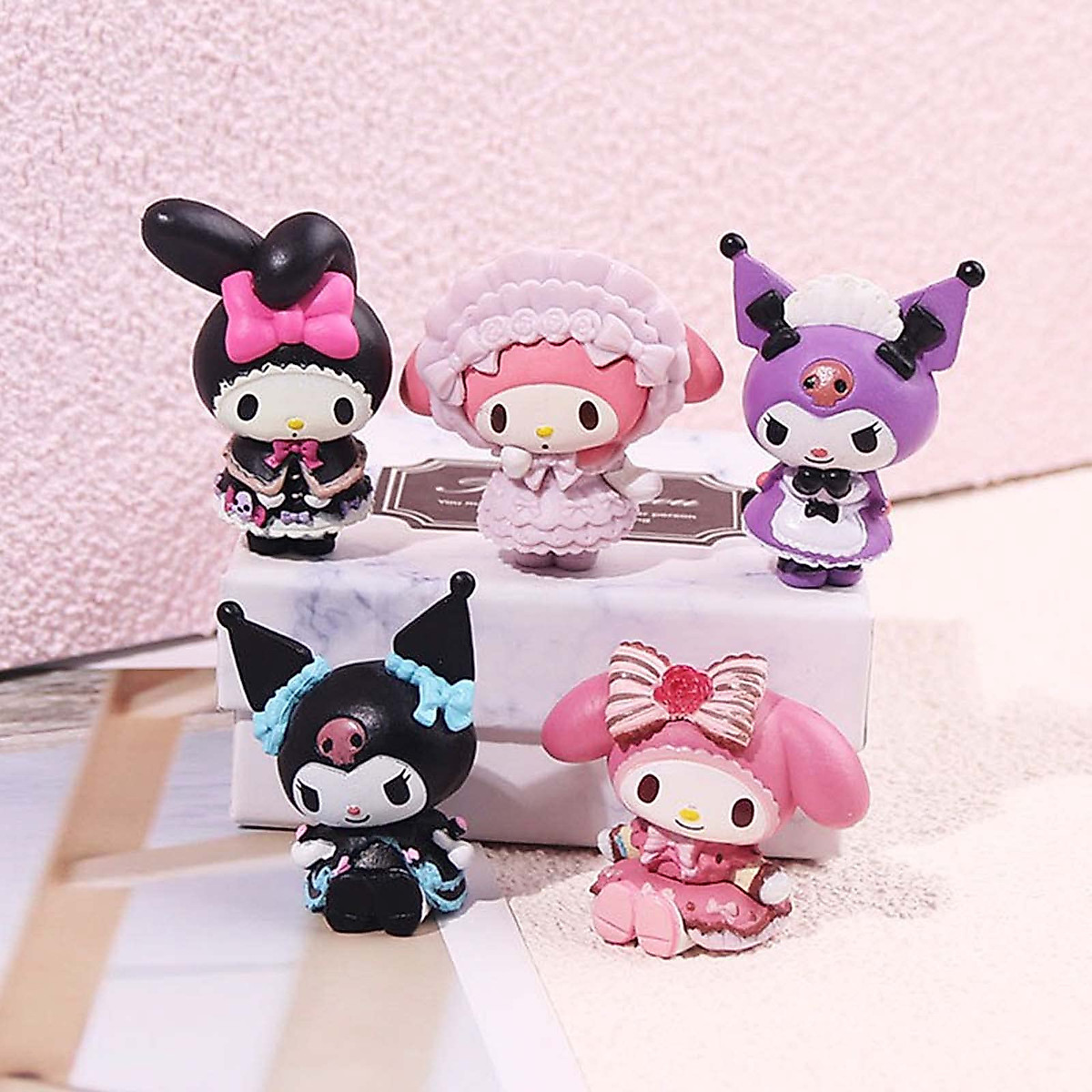 AfupGb Cute Anime Figures Set, Mini Cartoon Animal Cake Toppers, PVC Model Figurines Toys, Party Supplies (A-5pcs)