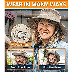 GearTOP Wide Brim Sun Hat for Womens and Mens Sun Hats - UV Protection Fishing Hat Safari Hat for Hiking Gardening & Beach Beige