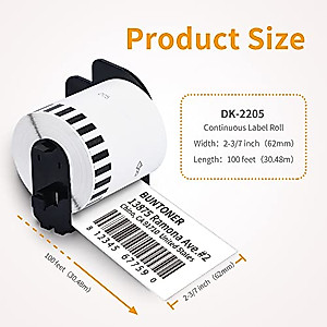 DK2205 Labels Replacement for Brother DK-2205 QL-820NWB QL 700 QL800 QL570 QL710W QL 720NW Continuous Labels Works with QL Label Printers White Paper Label Roll with Frame, 2-3/7" x 100 Feet (10PKS)