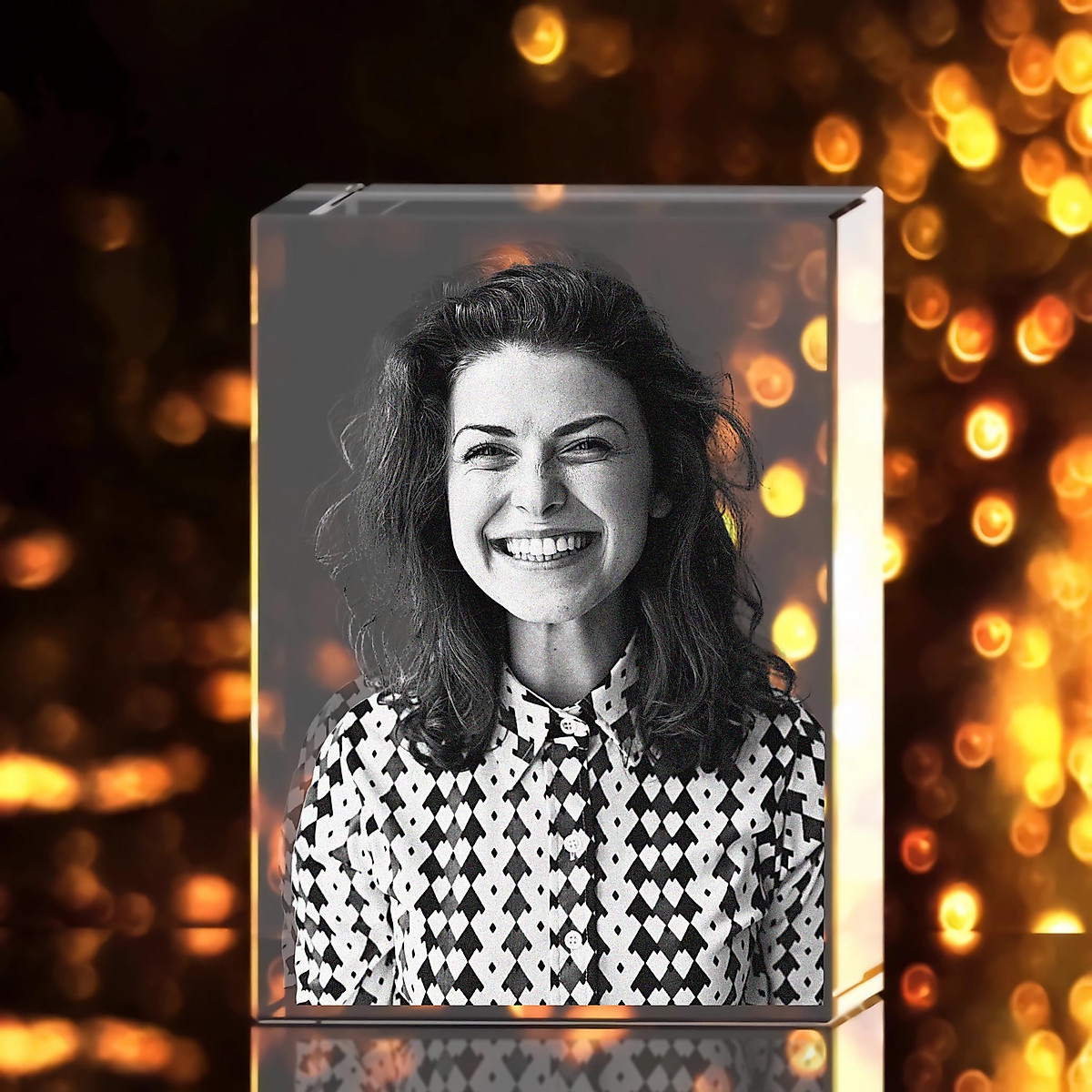 Personalized 3D Engraved Crystal Photo Custom 3D Photo Crystal Laser Photo Etched Engraved Inside Crystal with Picture Photograph Great Personalized Photo Gifts for Christmas Dad and Mom (Square, Small)