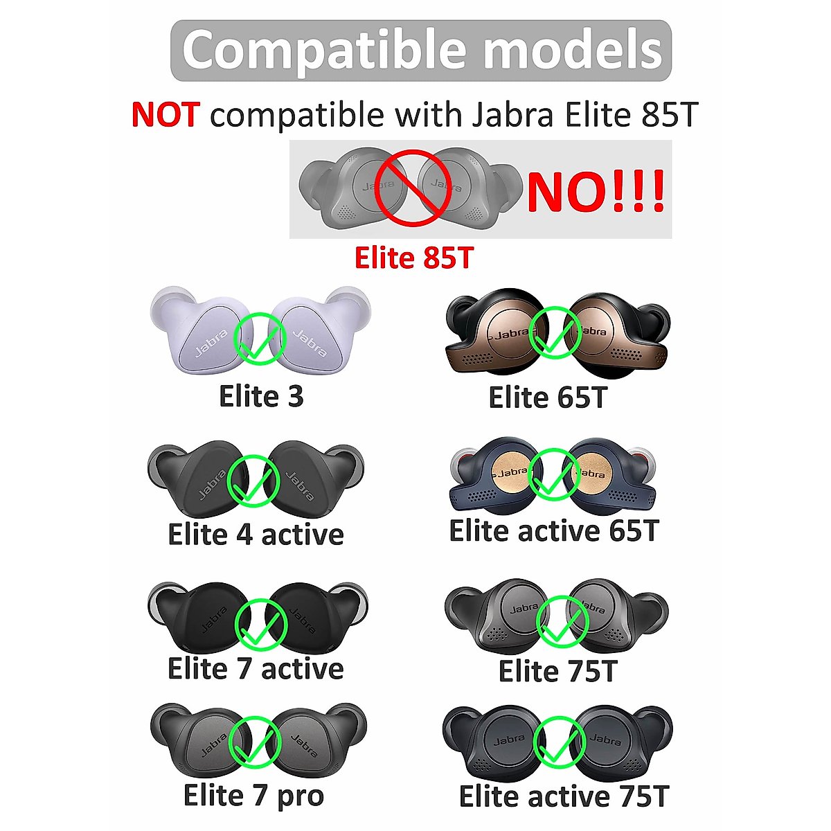 3 Pairs Memory Foam Elite 75T / Elite 3 / Elite 7 Pro Ear Tips Buds, Replacement Reduce Noise Comfortable Eartips Compatible with Jabra Elite 65T / Elite 7 Active/Elite 4 Active - S/M/L Black