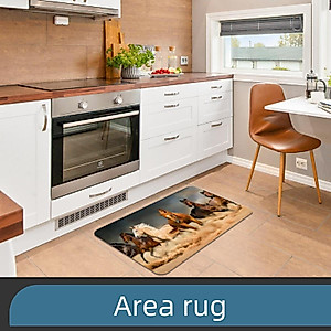 VBFOFBV Kitchen Mat, Cushioned Kitchen Rug, Non-Slip Kitchen Mats Comfort Rugs for Kitchen, Floor Home, Office, Sink, Laundry, Animal Brown Horses