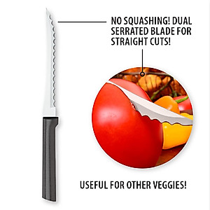 Rada Cutlery Tomato Slicing Knife Stainless Steel Blade Made in USA, 8-7/8 Inches, 1-Pack, Black Handle