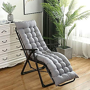 Moonase 67 Inch Patio Chaise Lounger Cushion, IndoorOutdoor Rocking Chair Sofa Cushion with Ties and Top Cover,Non-Slip Sun Lounger Rocking Chair Swing Bench Cushion, Gray