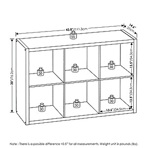 Furinno Cubicle Open Back Decorative Cube Storage Organizer, 6-Cube, Dark Oak
