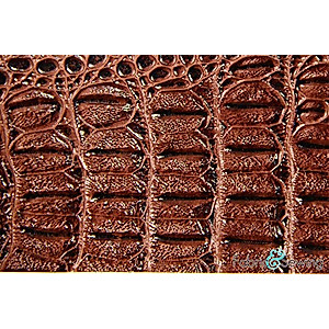 Dark Brown Large Scale Crocodile Skin Faux Fake Leather Vinyl Fabric Polyester 54-56