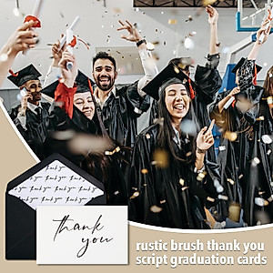 AZAZA 50 Pack Black Thank You Cards with Envelopes 4x6 inch, Bulk Thank You Notes 2 Minimalistic Designs, Funeral Thank You Cards with Envelopes & Gold Stickers for Graduation, Small Business