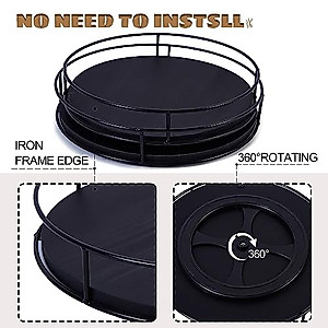 [ 2 Pack ] 9" & 10" Black Wood Lazy Susan Organizers with Steel Sides, Lazy Susan Turntable for Cabinet, Kitchen Turntable Storage for Table, Countertop, Pantry