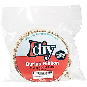 Idiy Natural Burlap Ribbons (1" Wide, 10 Yards) - No Wire, 100% Jute - Great for DIY Crafts and Projects, Gift Wrapping, Wedding Decoration, and More!