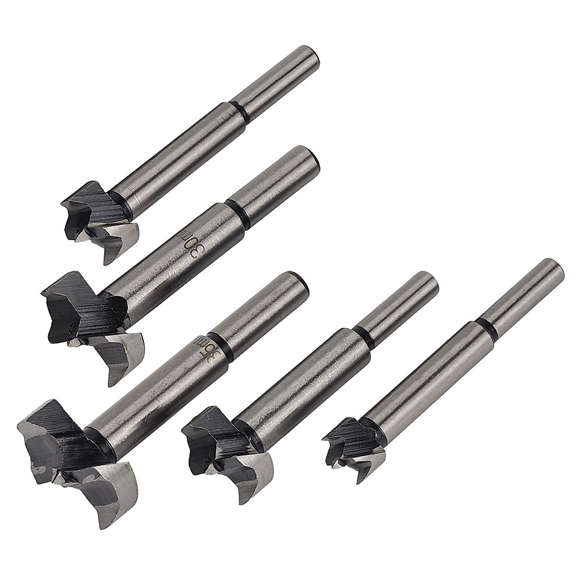 Eagles 5pcs Forstner Drill Bit - 15-35mm Carbon High Speed Steel Woodworking Drill Punching Bit Wood Slabs Flat Wing Drilling Hole Hinge